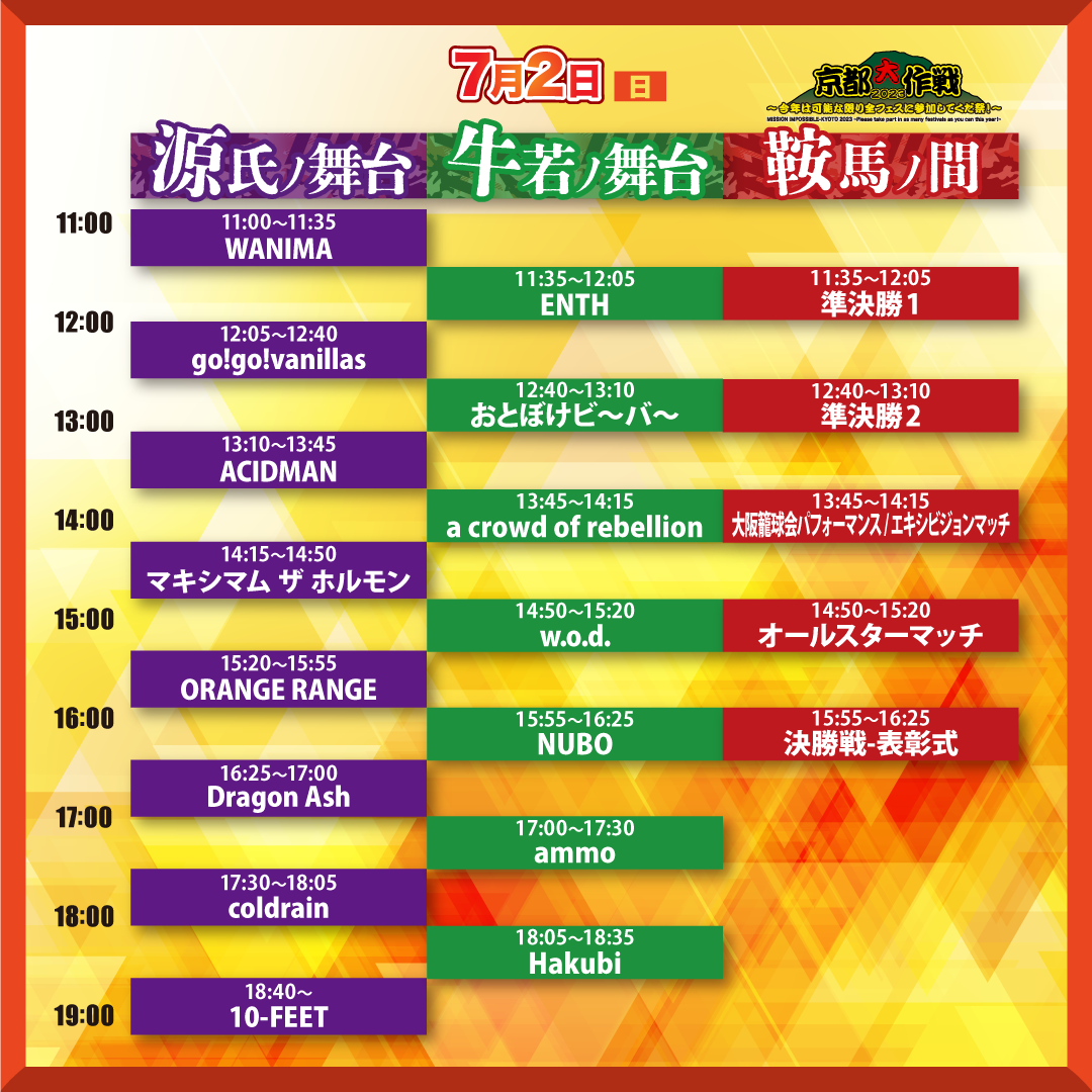 京都大作戦2023今年は可能な限り全フェスに参加してくだ祭！タイムテーブル解禁 | ENTH Official Website